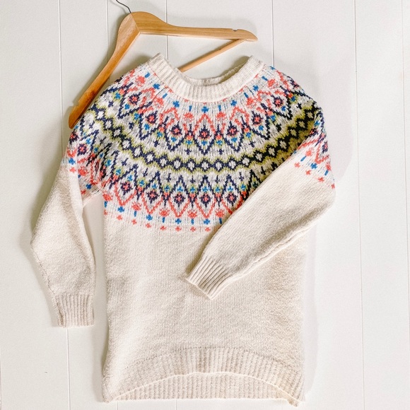 aerie | Sweaters | Aerie Oversized Fair Isle Cream Sweater Tunic | Poshmark